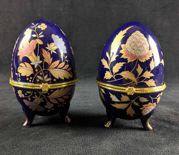 Vintage Porcelain Egg Trinket Boxes
