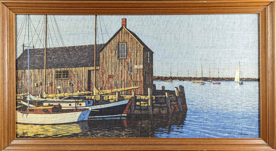 Vintage Framed Batchelder Maritime Linen Print