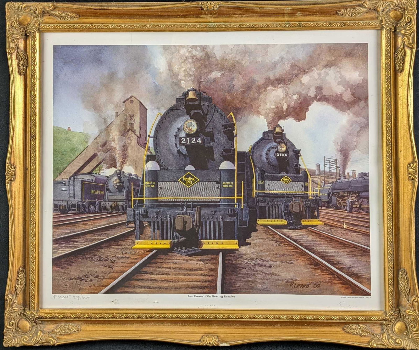 Framed Peter A Lerro Jr Le Iron Horses Train Print