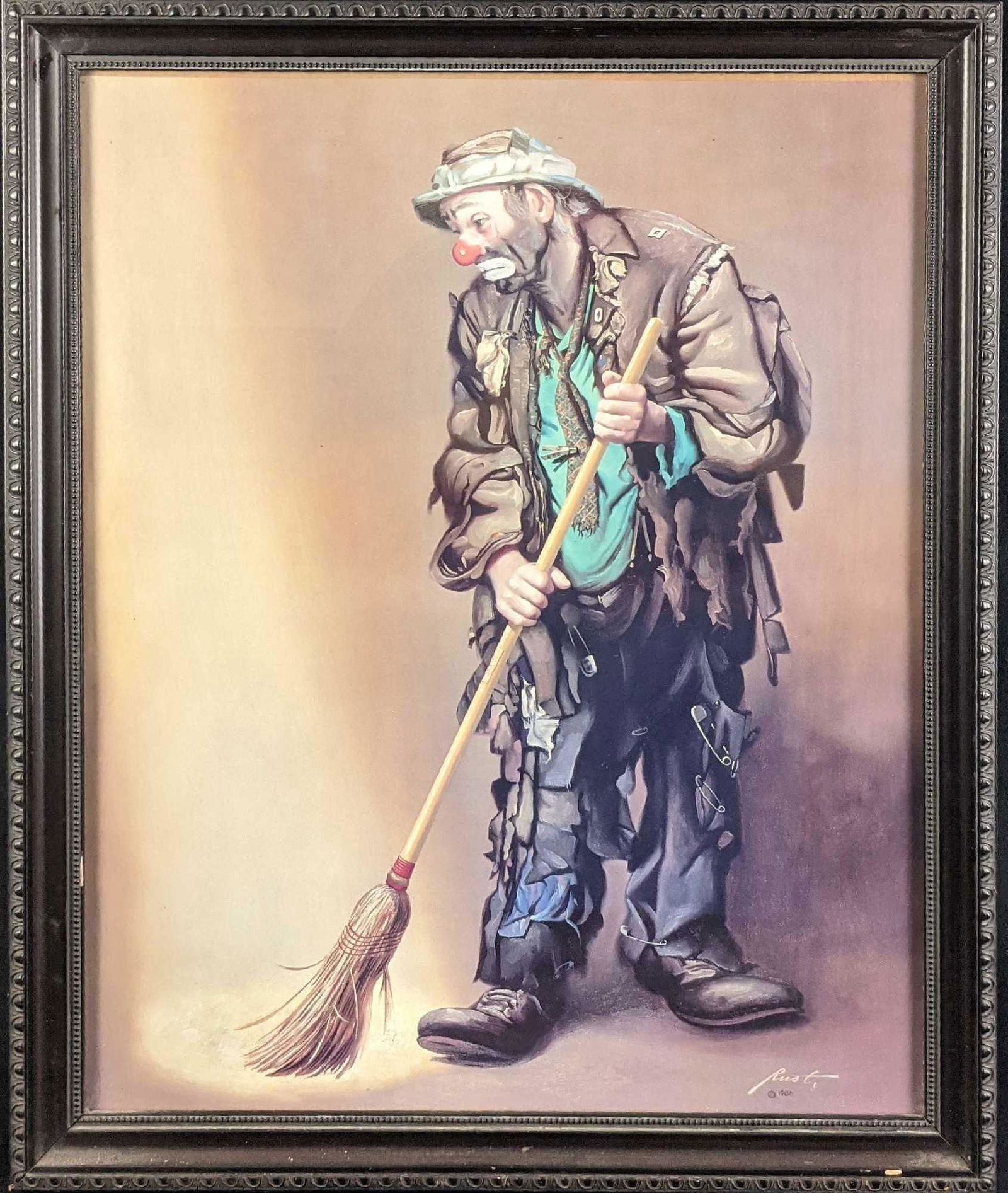D.l. "rusty" Rust Emmett Kelly Sr Hobo Clown With Broom