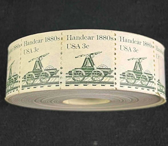Stamp Roll 3c Transportation Series Handcar, 1880s