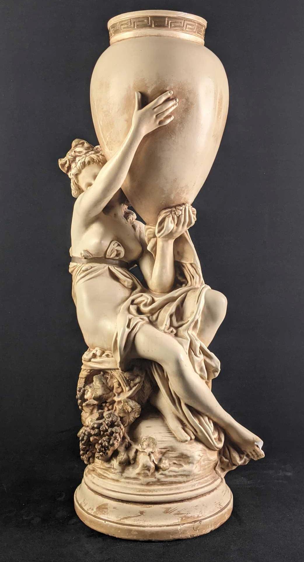 Vintage Alexander Backer Chalkware Water Carrier Girl Vase