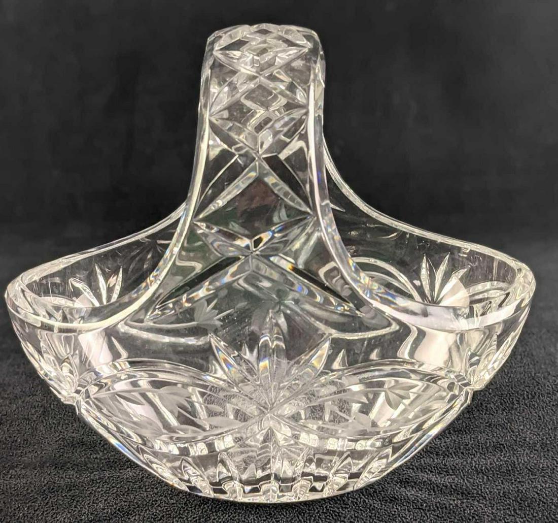 Vintage Clear Lead Crystal Basket With Handle