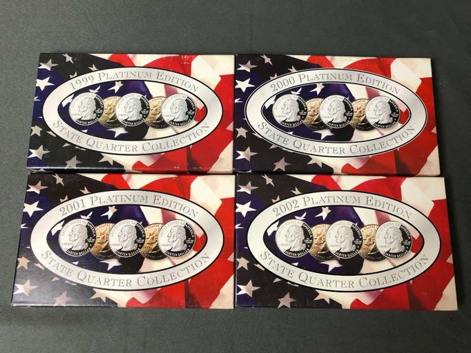 1999 2002 Platinum Edition Mint State Quarter Collection W/ Coa & Boxe