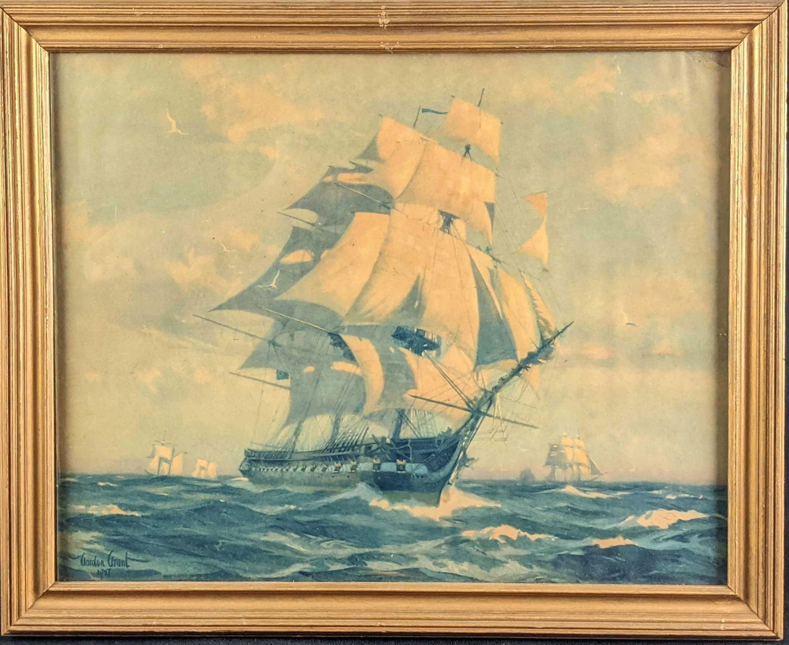 Vintage Gordon Grant Old Ironsides Print 1927