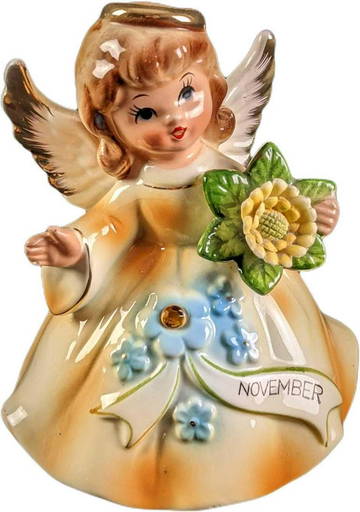 Vintage Lefton November Birthday Angel Music Box (#0953) on May 15 ...