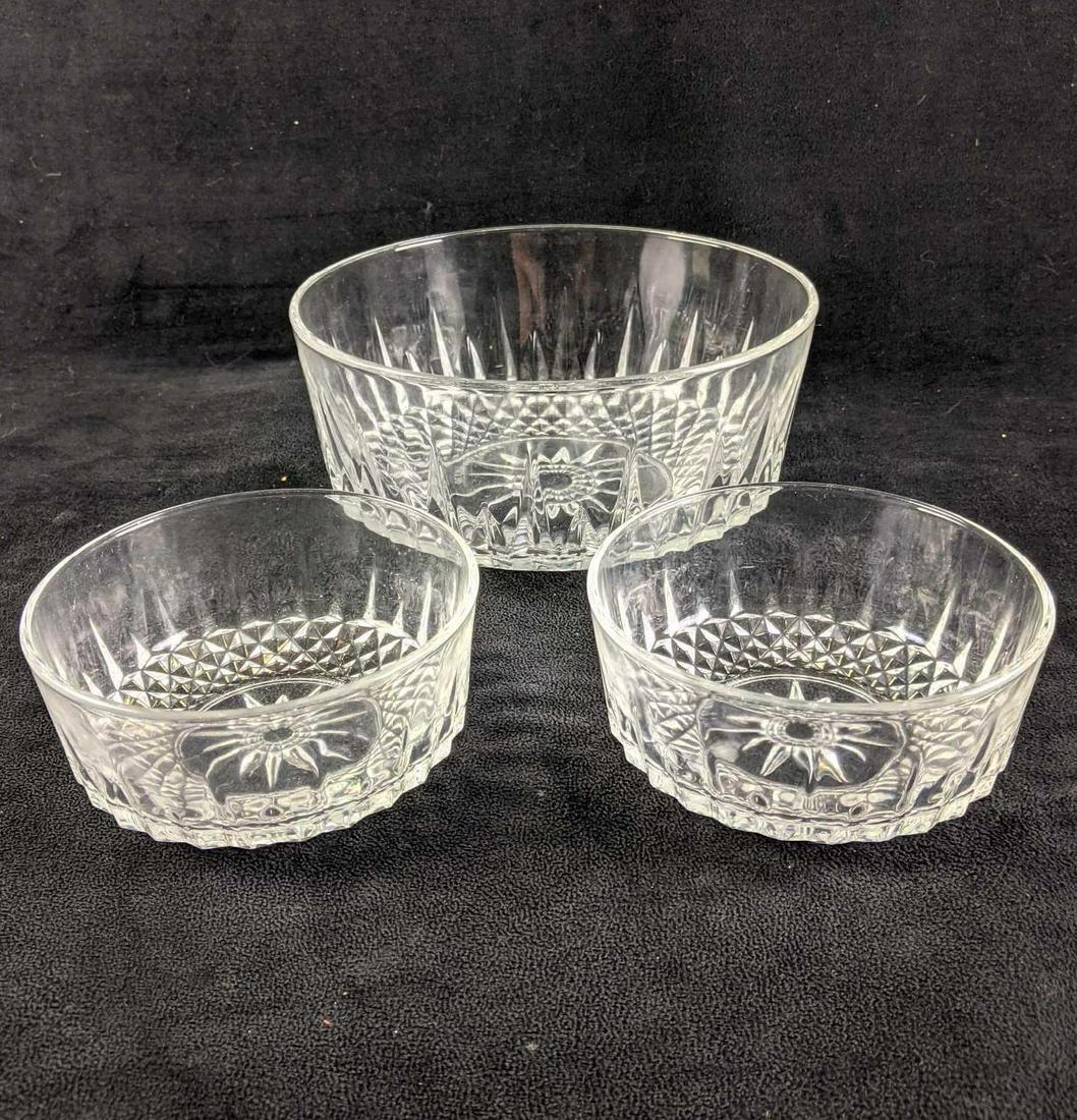 Vintage Arcoroc Clear Glass Bowls Made In France