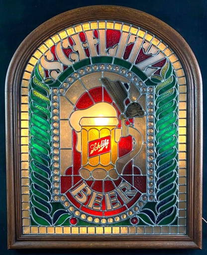 Schlitz Beer Stained Glass Bar Sign