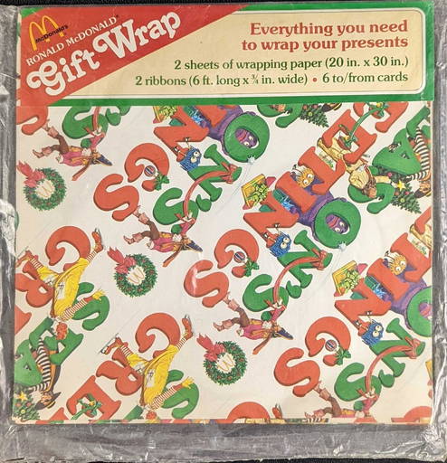 Vintage Ronald Mcdonald Mcdonalds Wrapping Paper