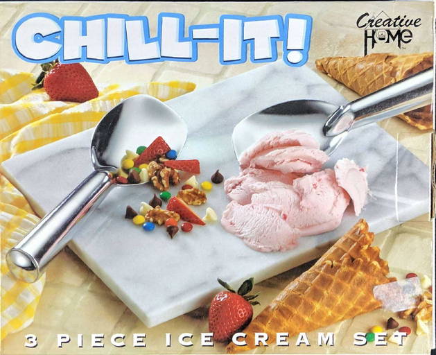 Chill It 3 Piece Ice Cream Set With Marble Board