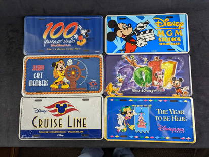 6 Walt Disney License Plates Mickey Mouse Cruise Line