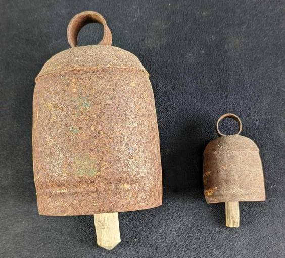 Two Rustic Tin Farm Bells With Wooden Clappers - Aug 26, 2022 | Rapid ...