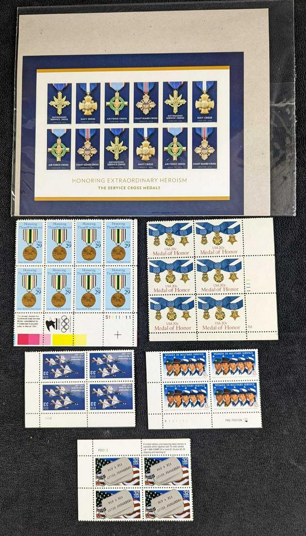 6 Us Postal Stamp Sheets Honoring The Us Military