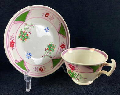 Antique Pink Lustreware Cup & Saucer