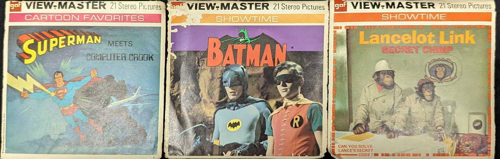 3 Vintage Superman Batman Secret Chimp View Master Reels
