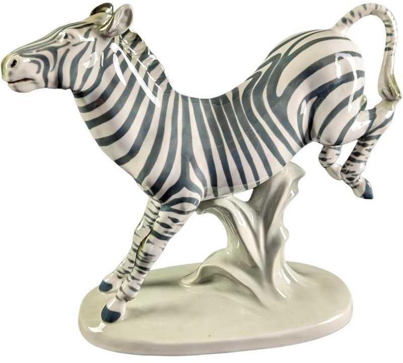 Jb Royal Dux Kicking Zebra Porcelain Figurine