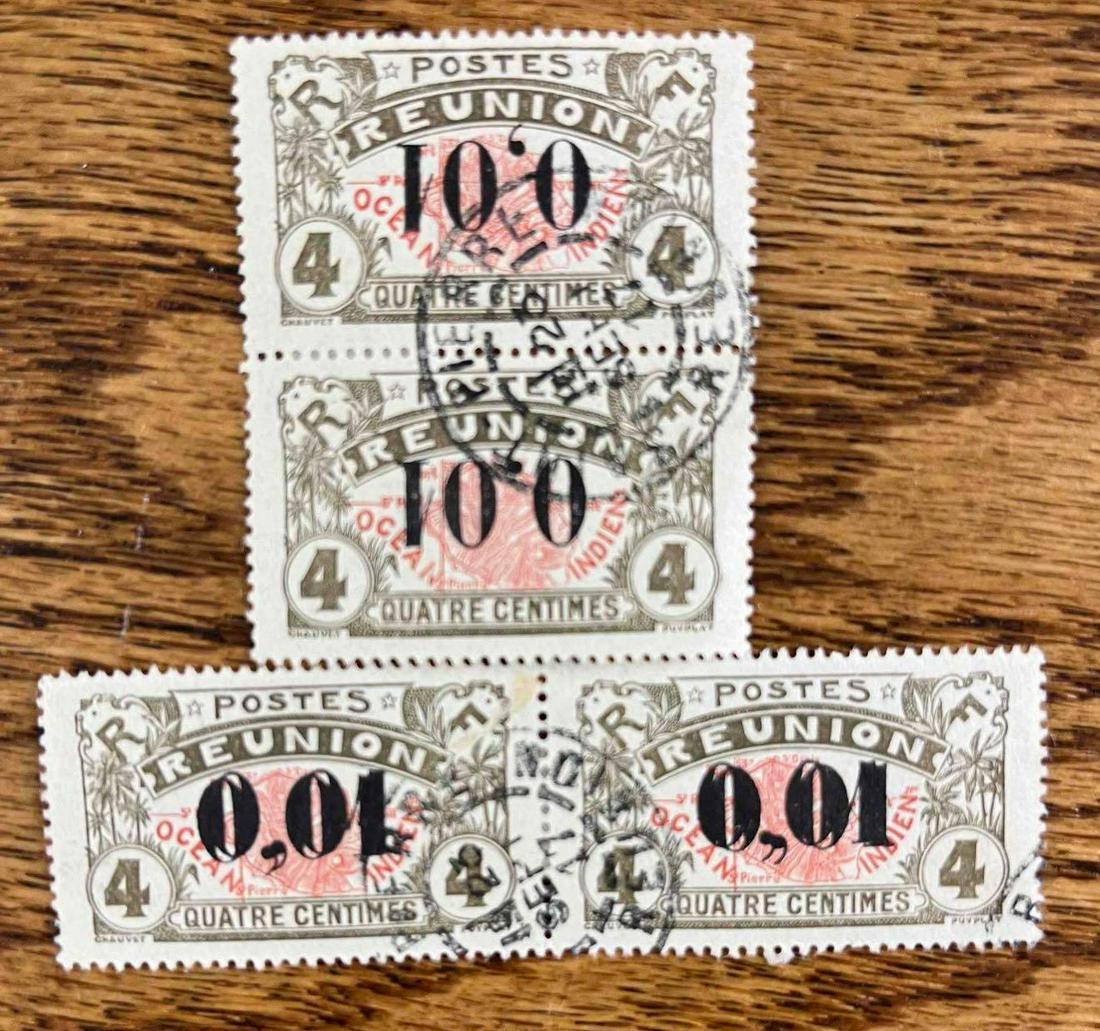 Reunion Island Stamps 1917 Four Rare Overprint