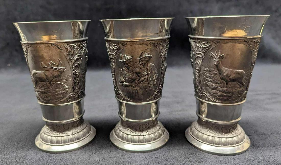 3 Vintage German Zinn Becker Pewter Wine Cups - Feb 20, 2023 | Rapid ...