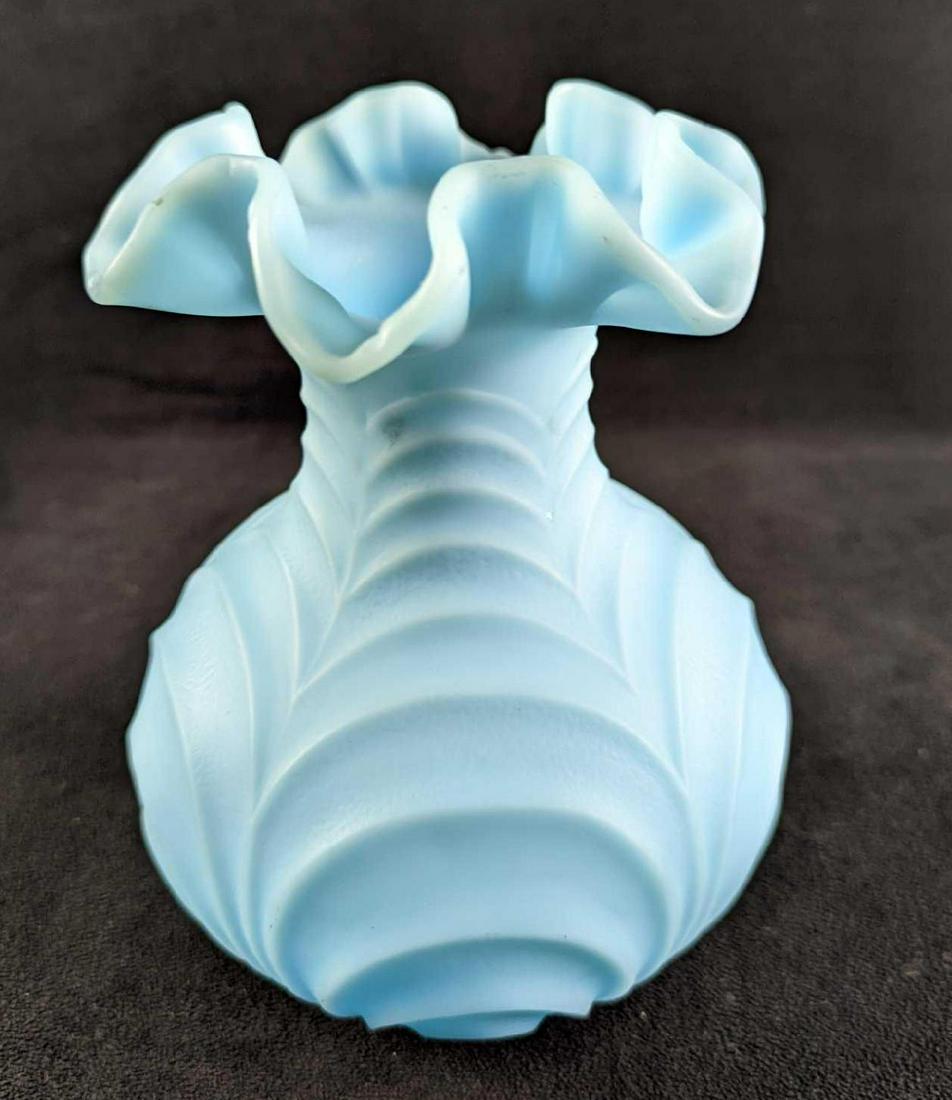 Fenton Ruffle Drapery Vase Blue Satin Glass 8" - Mar 19, 2023 | Rapid ...