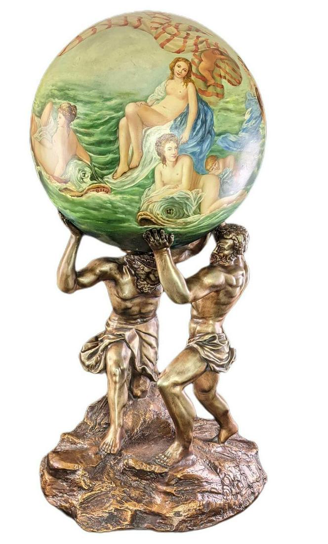 Vintage Hand Painted Resin Atlas & Heracles Holding The Heavens