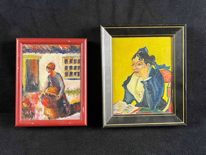 Two Small Paintings Of Women Framed Small Paintings