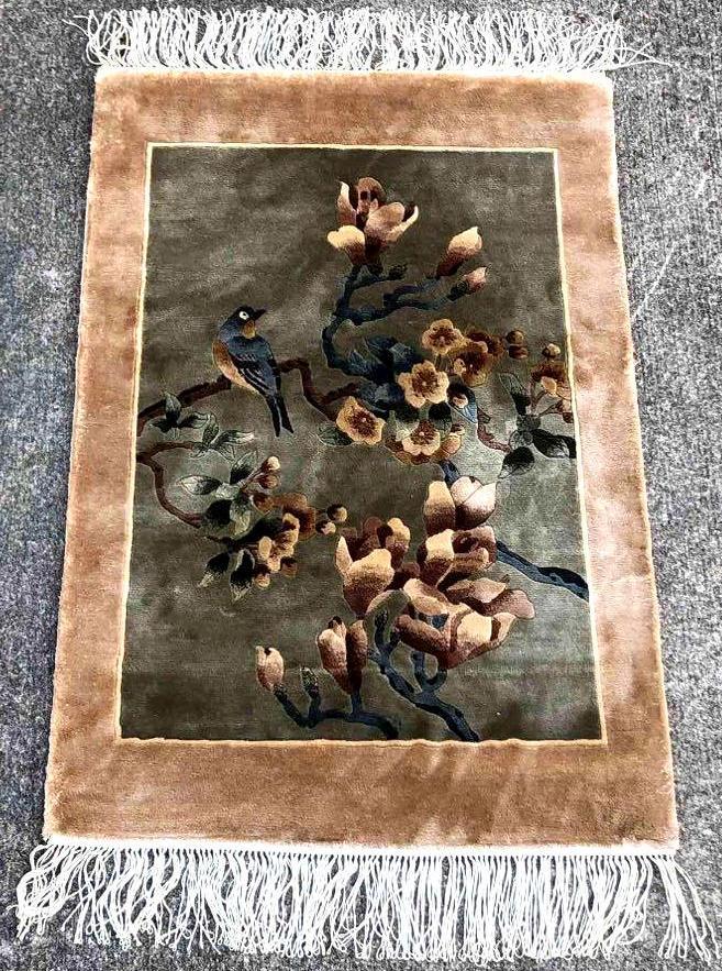 Vintage Chinese Silk Rug Wall Hanging