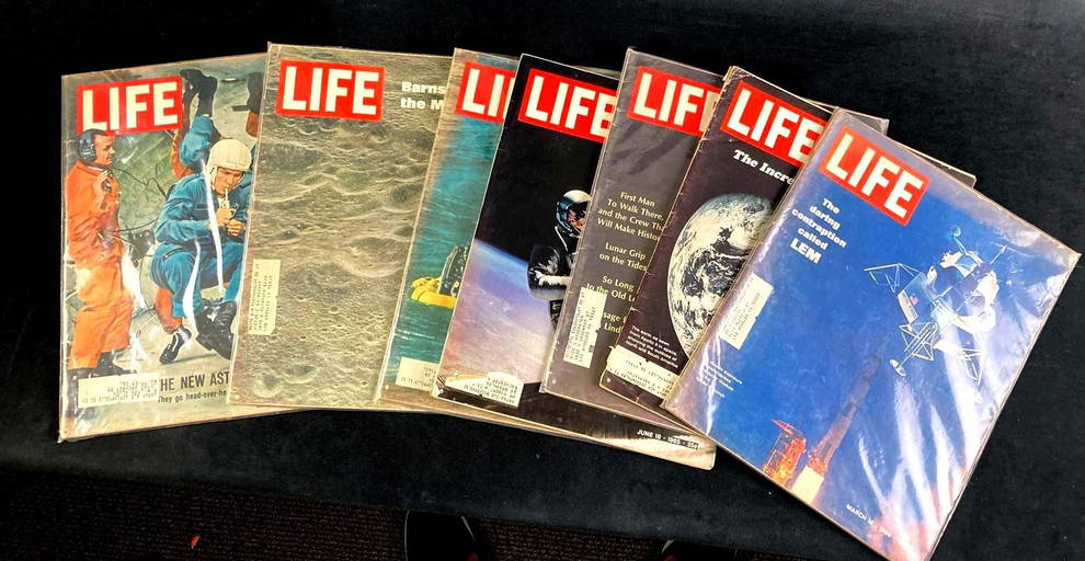 Set Of (7) Life Magazine Apollo And Gemini Missions 1960's