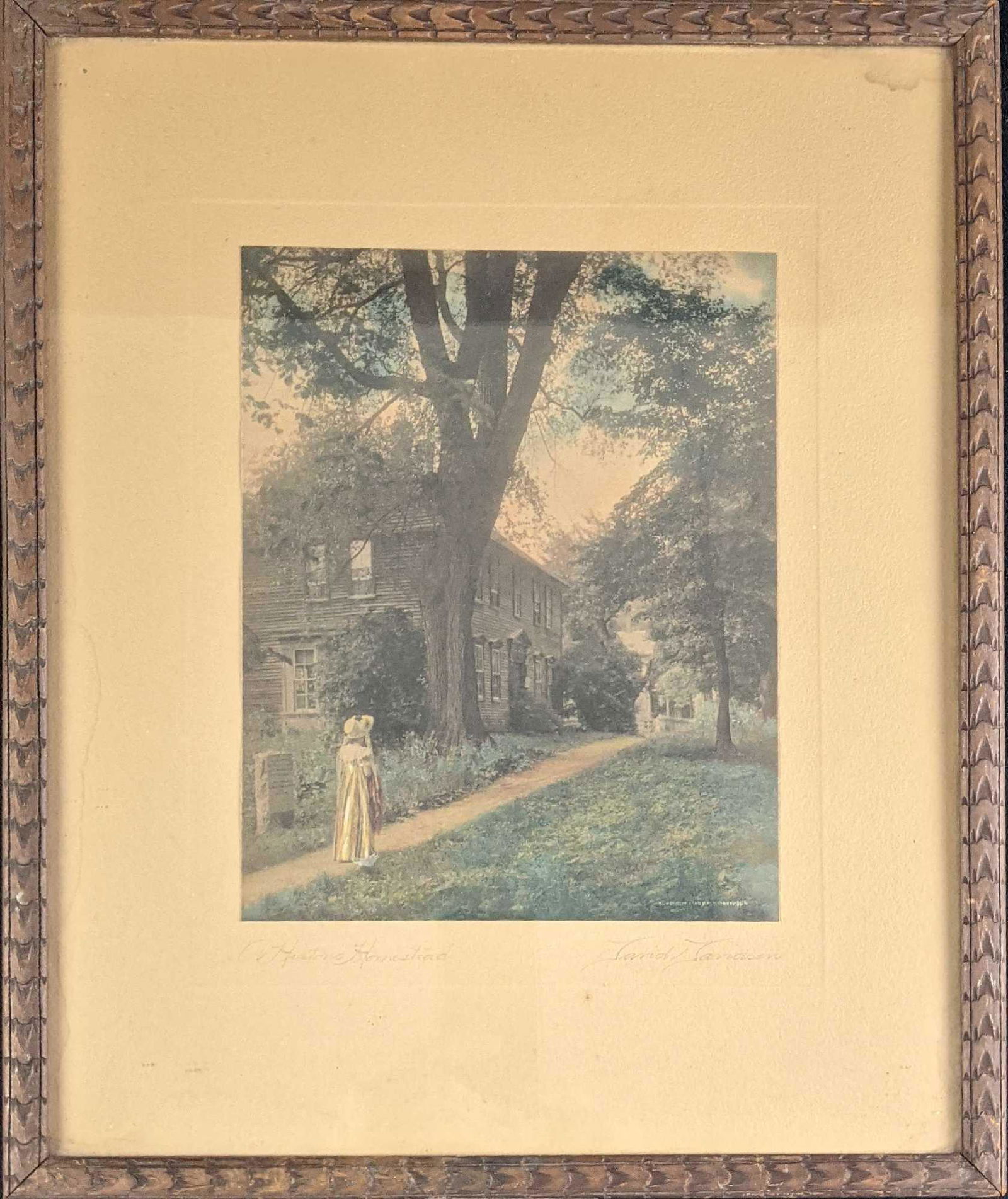 Vintage Framed Hand Colored Photo Historic Homestead