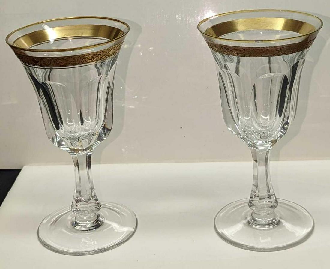 2 Vintage Moser Crystal 24kt Gold Rimmed Goblets