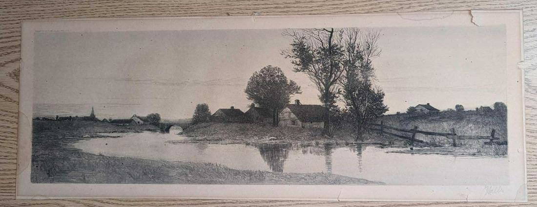 Antique Signed J. Haller Engraving Print