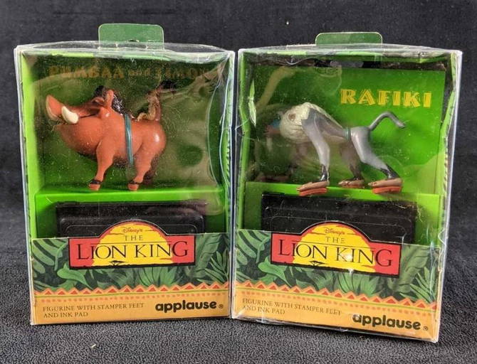 Walt Disney Lion King Pumbaa And Timon With Rafiki Figures With Stamper ...