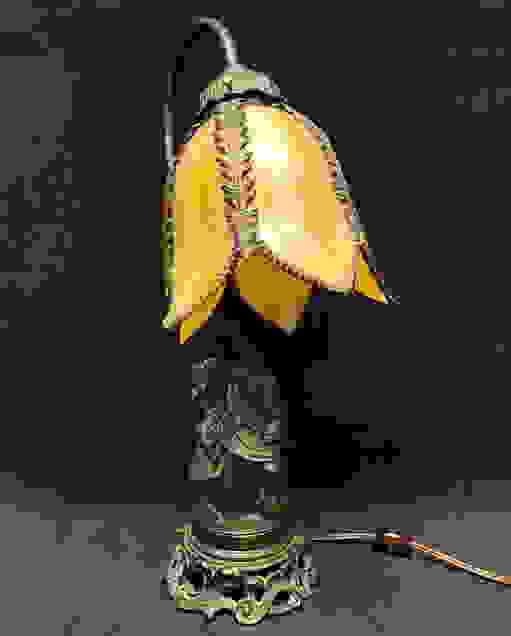Vintage Bronze Lamp Slag Glass Tulip Shade Auction Vintage Bronze Lamp Slag Glass Tulip Shade Auction