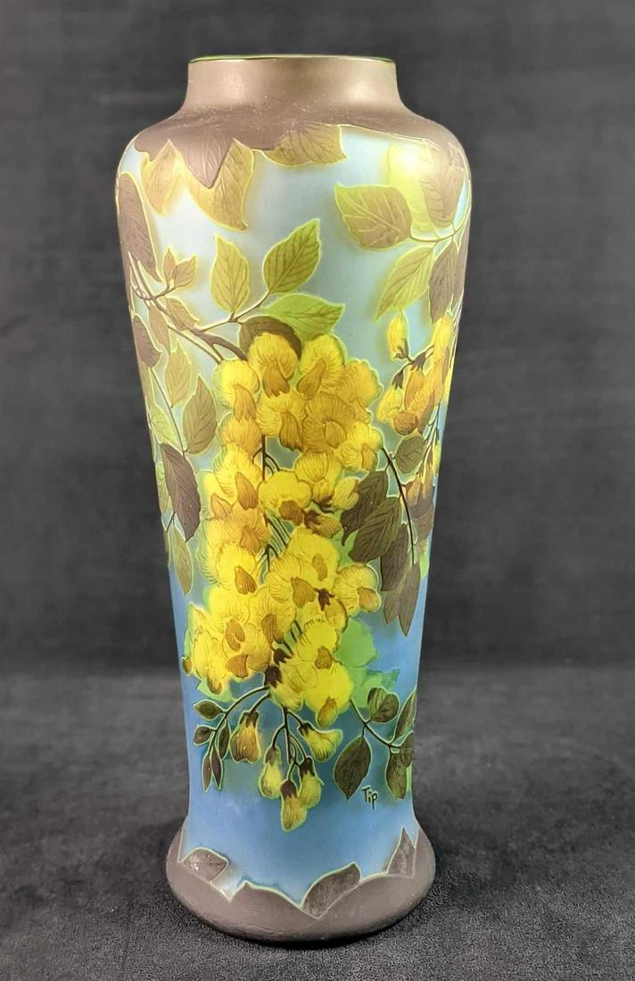 Large Acid Etched Glass Vase Galle High-quality Reproduction With Stamp ...