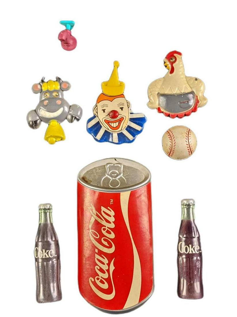 Seven Vintage Coca Cola & Character Magnets Auction