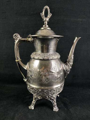 Antique Meriden Britannia 1924 Quadruple Silver Etched Ornate Tea ...