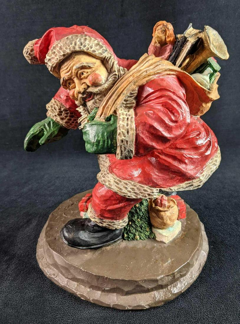 Vintage Hand Painted Stone Resin Santa Claus Figurine Christmas Auction