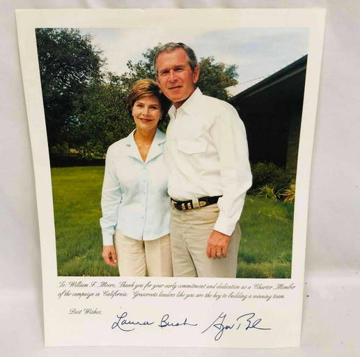 Signed Photograph Of George & Laura Bush With Personal Note