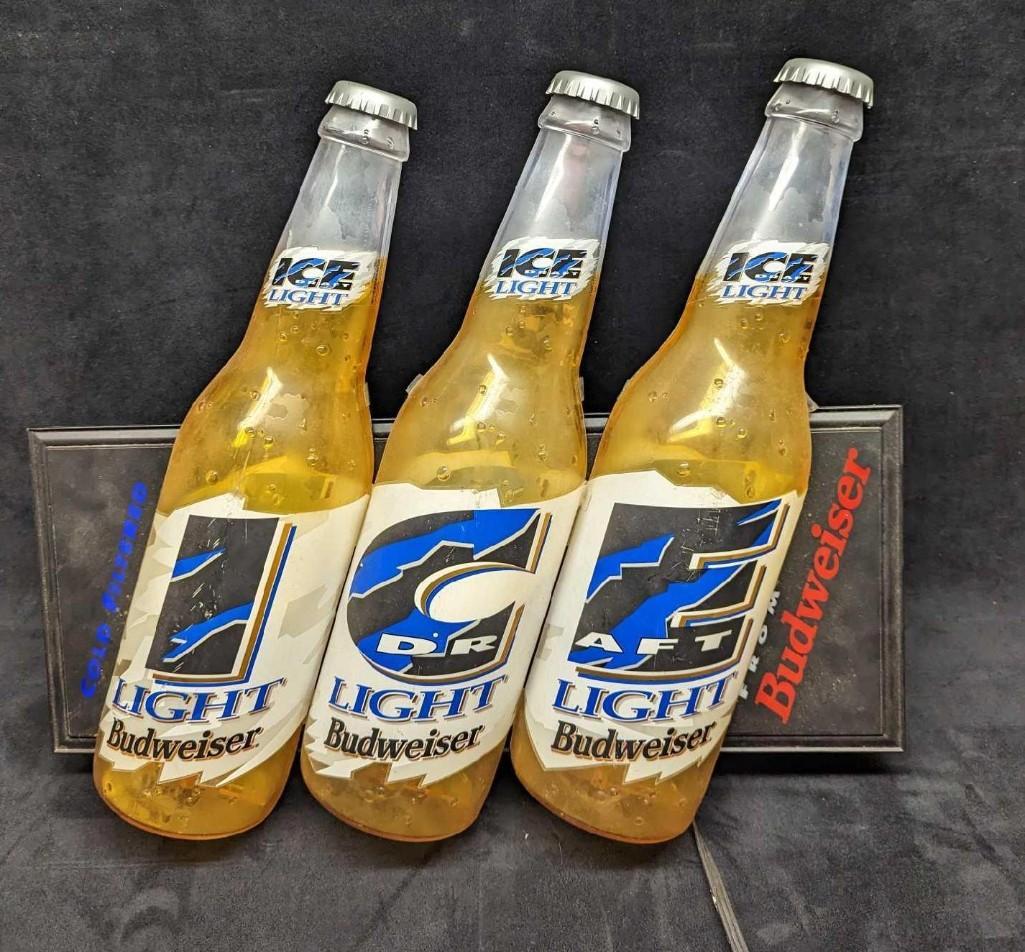 Budweiser Bud Light Ice Draft Illuminated Bar Sign