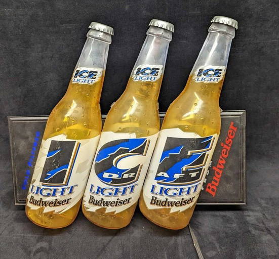 Budweiser Bud Light Ice Draft Illuminated Bar Sign