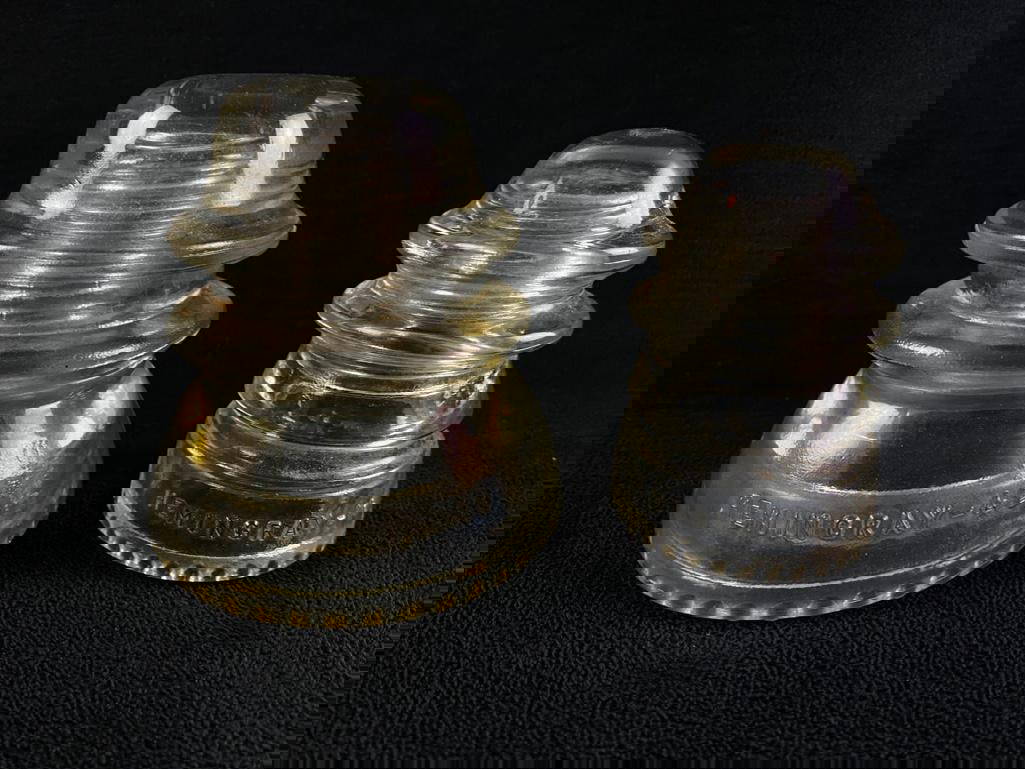 Two Antique Glass Telephone Insulators Auction