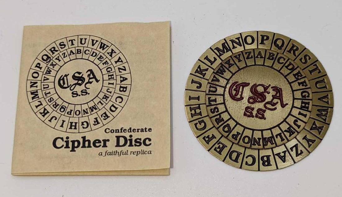 Confederate Cipher Disc Disk Replica F18 Auction