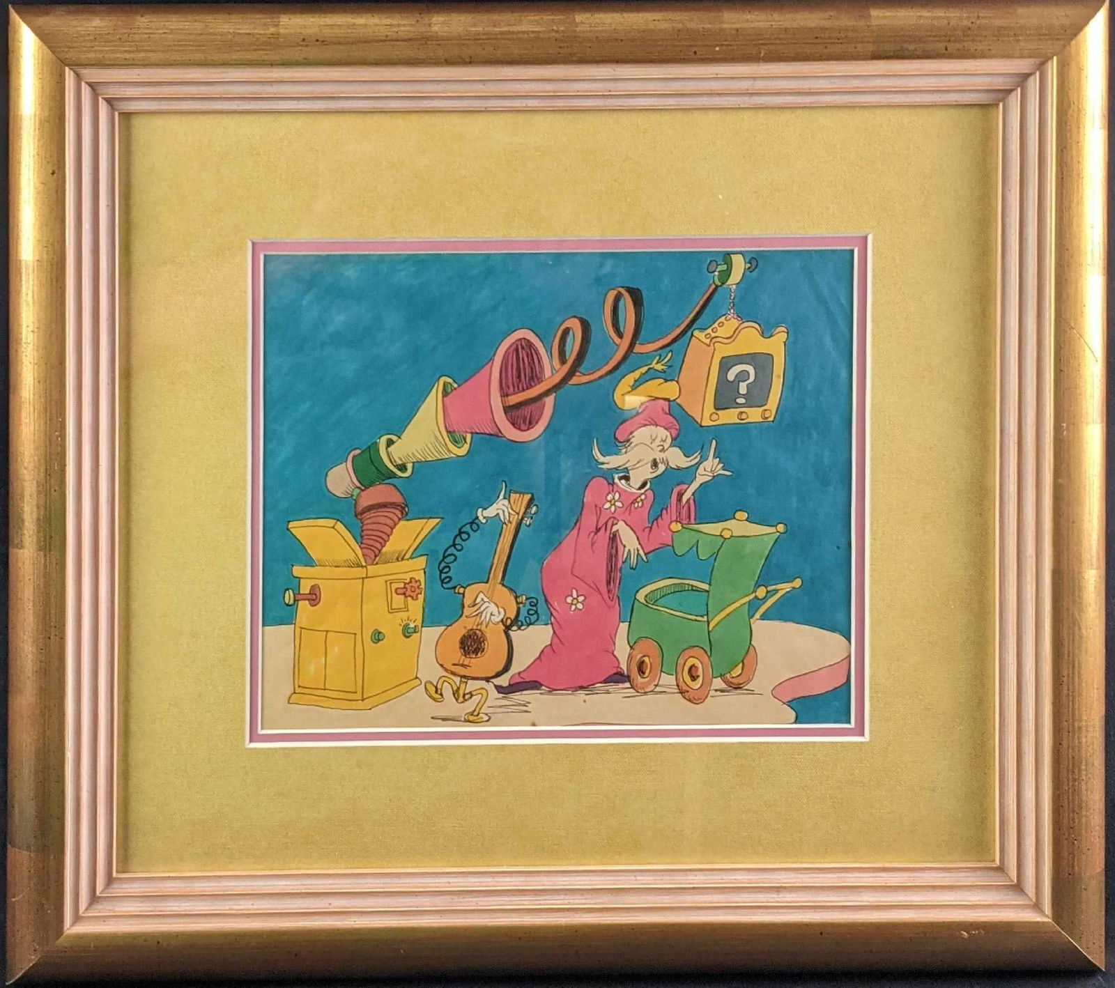 Original Framed Watercolor The Hoober-bloob Highway Dr Seuss Auction