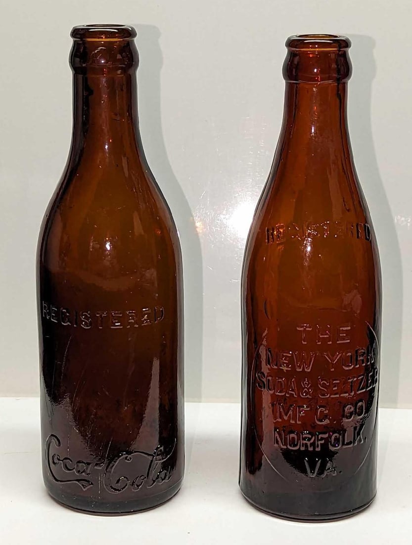 Vintage Amber Coca-cola & New York Seltzer Bottles Auction