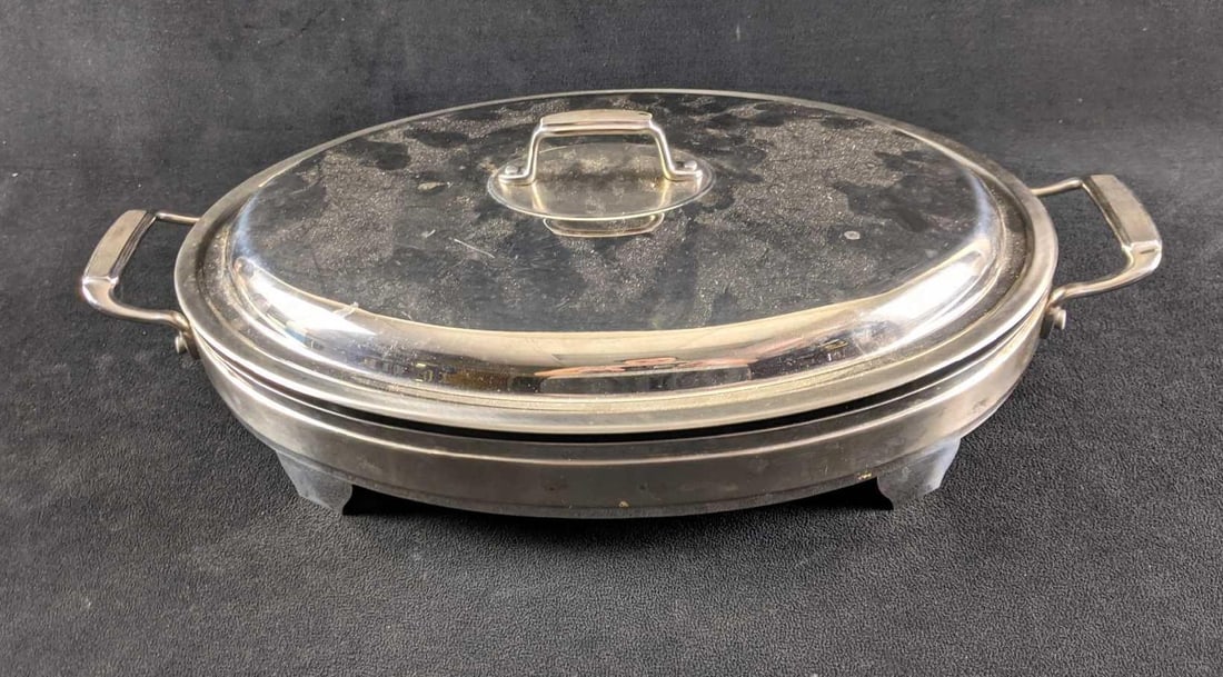 Stainless Steel Serving Dish With Glass Insert Auction
