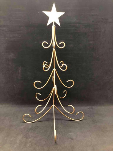 Ornamental Christmas Tree In Decorative Gold Metal