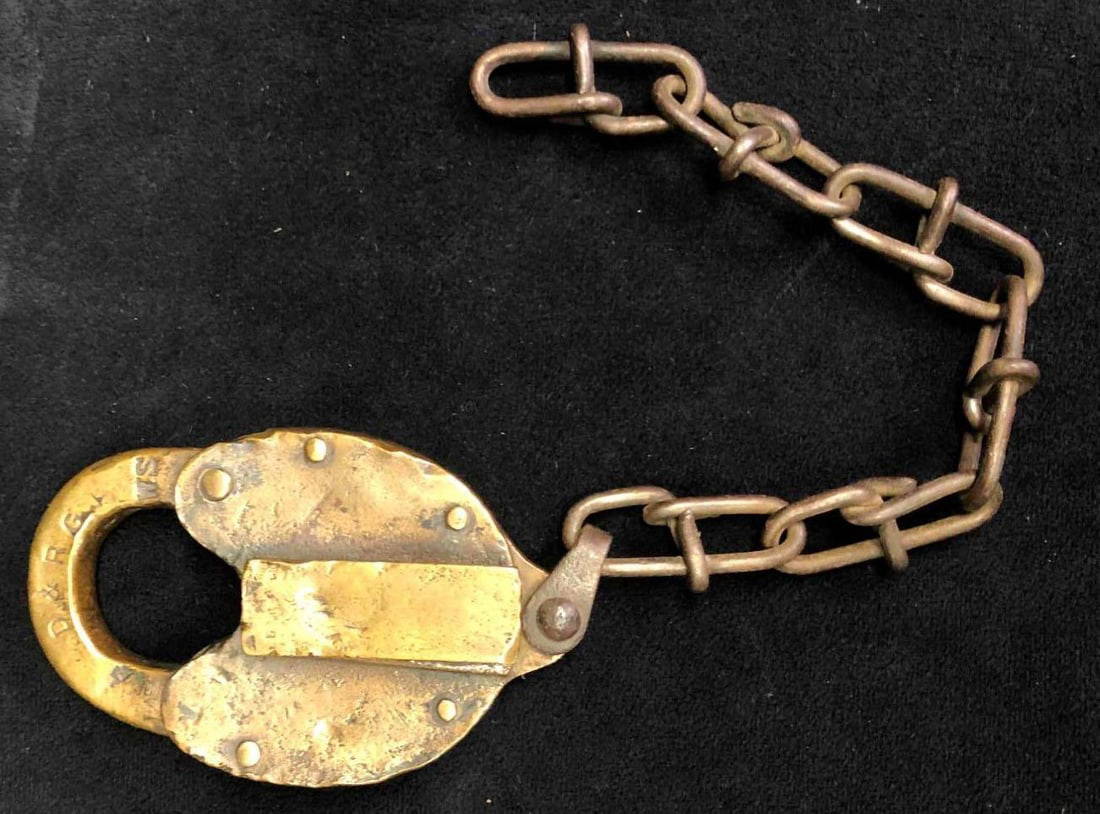 Antique D & R G Padlock With Chain Auction