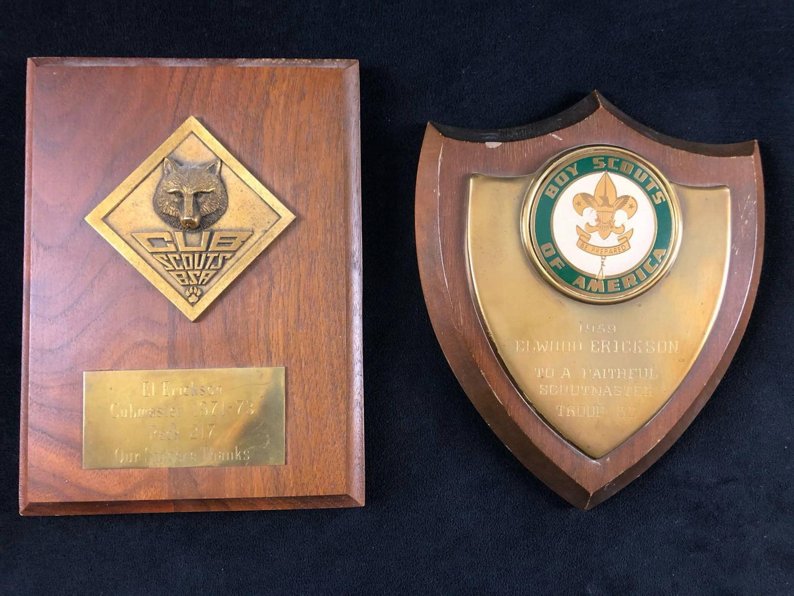 A Lot Of 2 Vintage Boy Scouts Of America Cub Bsa Troop Pack Plaque Wood ...