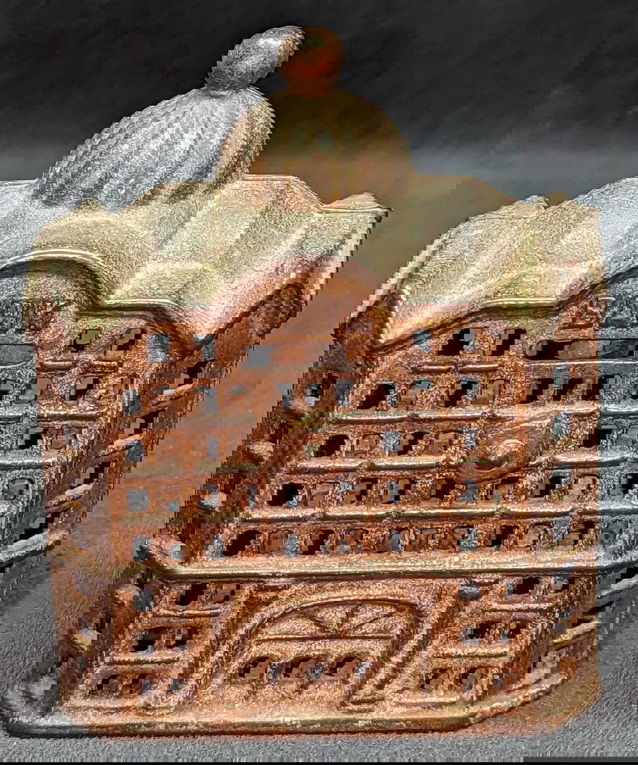 Vintage Cast Iron Bank Building Bank Auction