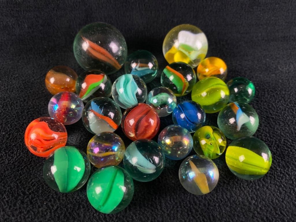 25 Vintage Cats Eye Marbles Various Sizes Auction