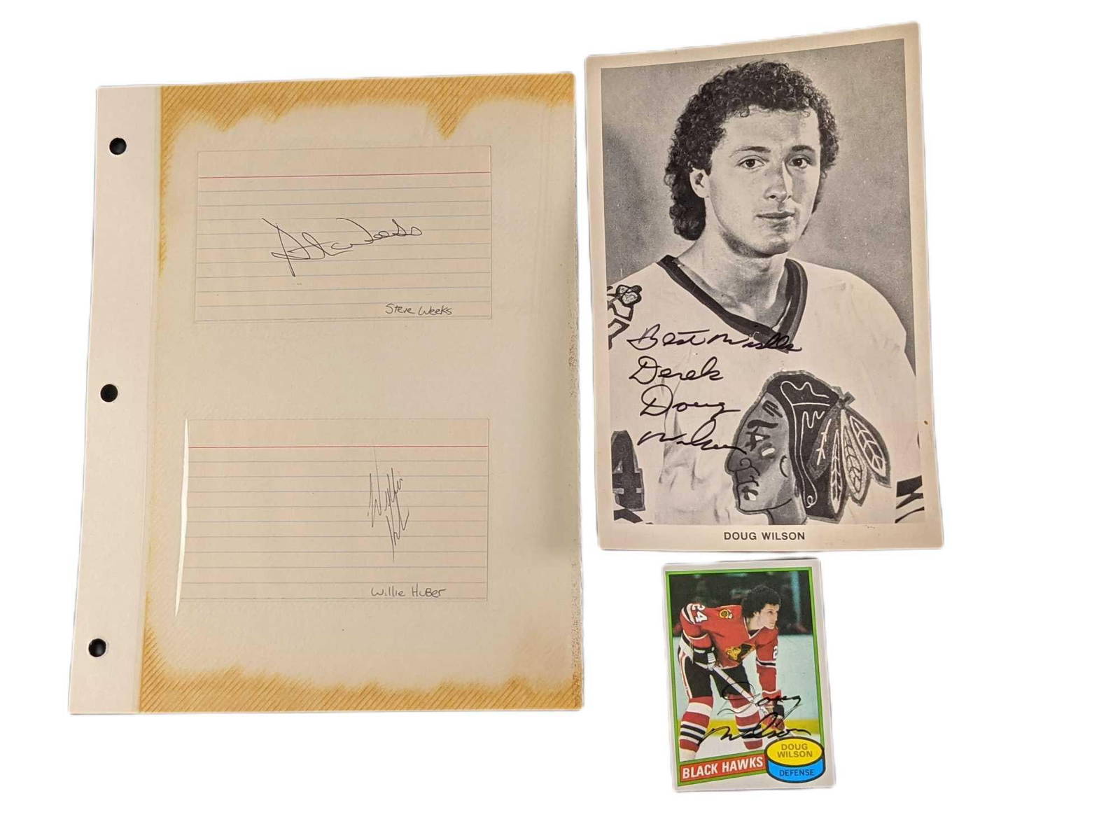 Autographed Hockey Wilson Weeks Huber Photo Cards Auction